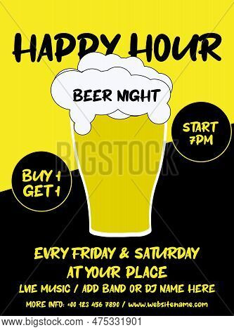 Happy Hour Night Vector & Photo (Free Trial) | Bigstock