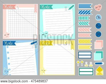 Notes Stickers. Set Vector & Photo (Free Trial) | Bigstock