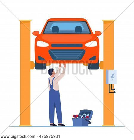 Cartoon Of Car On Lift