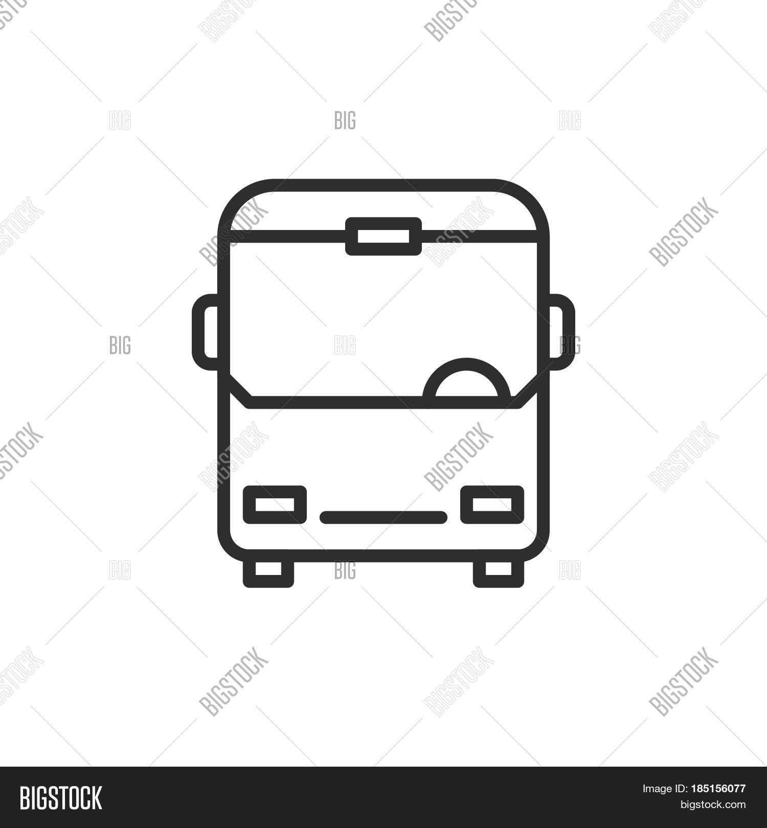 Bus Line Icon Outline Vector & Photo (Free Trial) | Bigstock