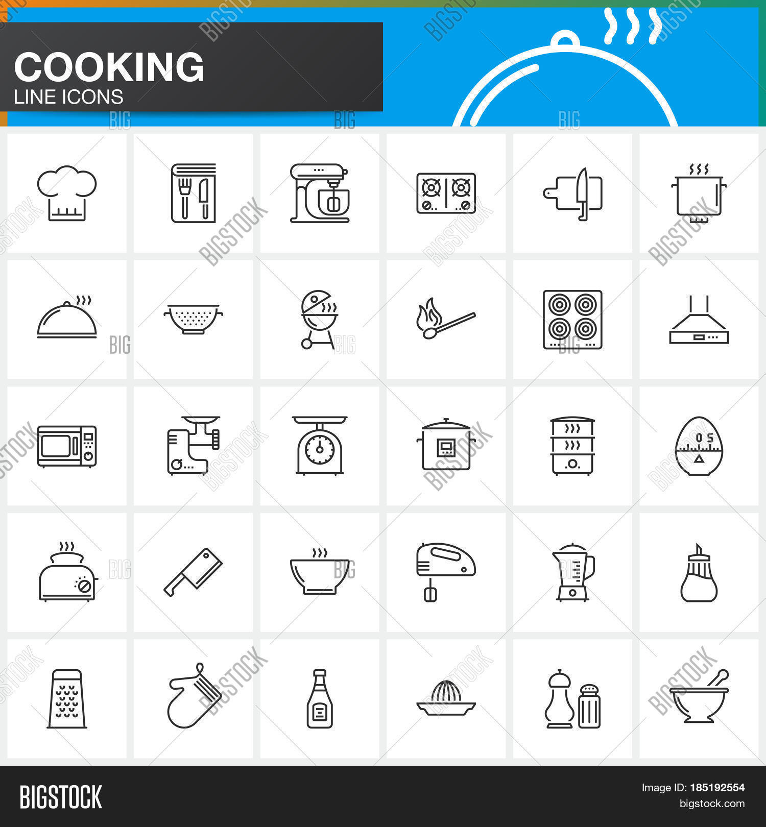 Cooking Line Icons Vector & Photo (Free Trial) | Bigstock