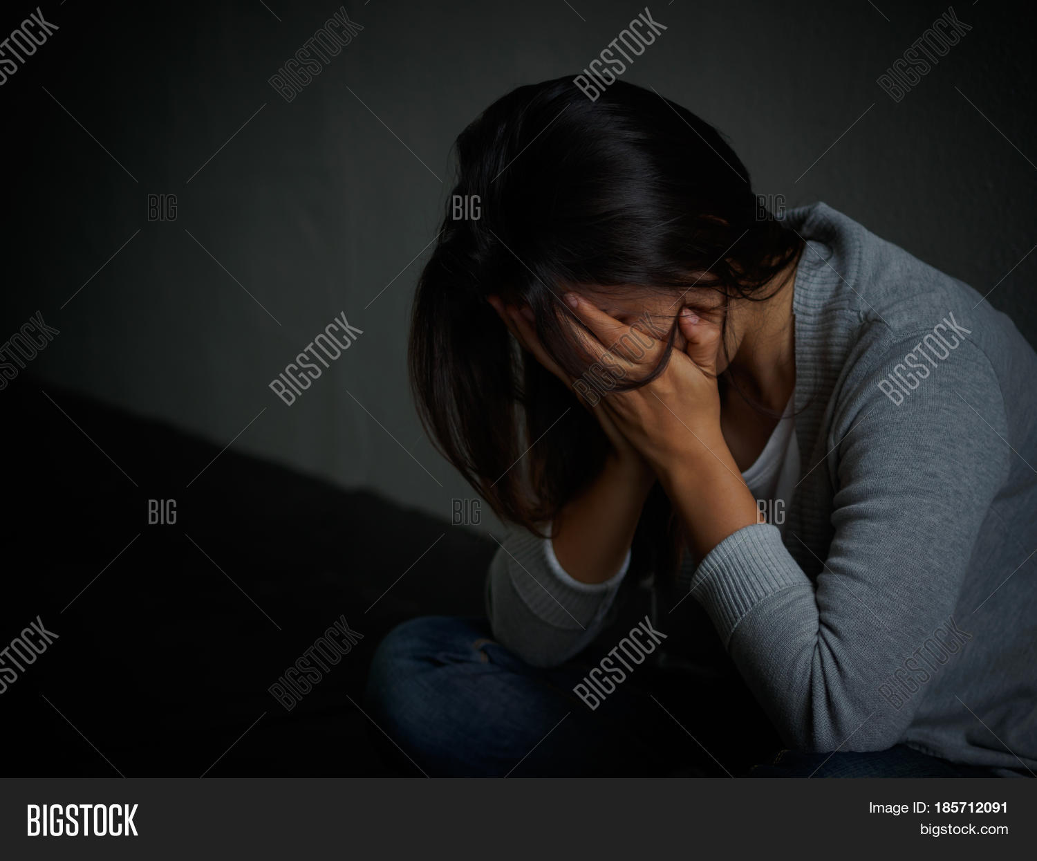 Sad Woman Hug Her Knee Image & Photo (Free Trial) | Bigstock