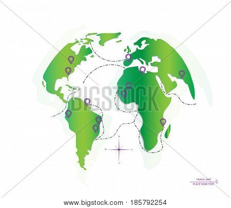 World Map Routes Vector & Photo (Free Trial) | Bigstock
