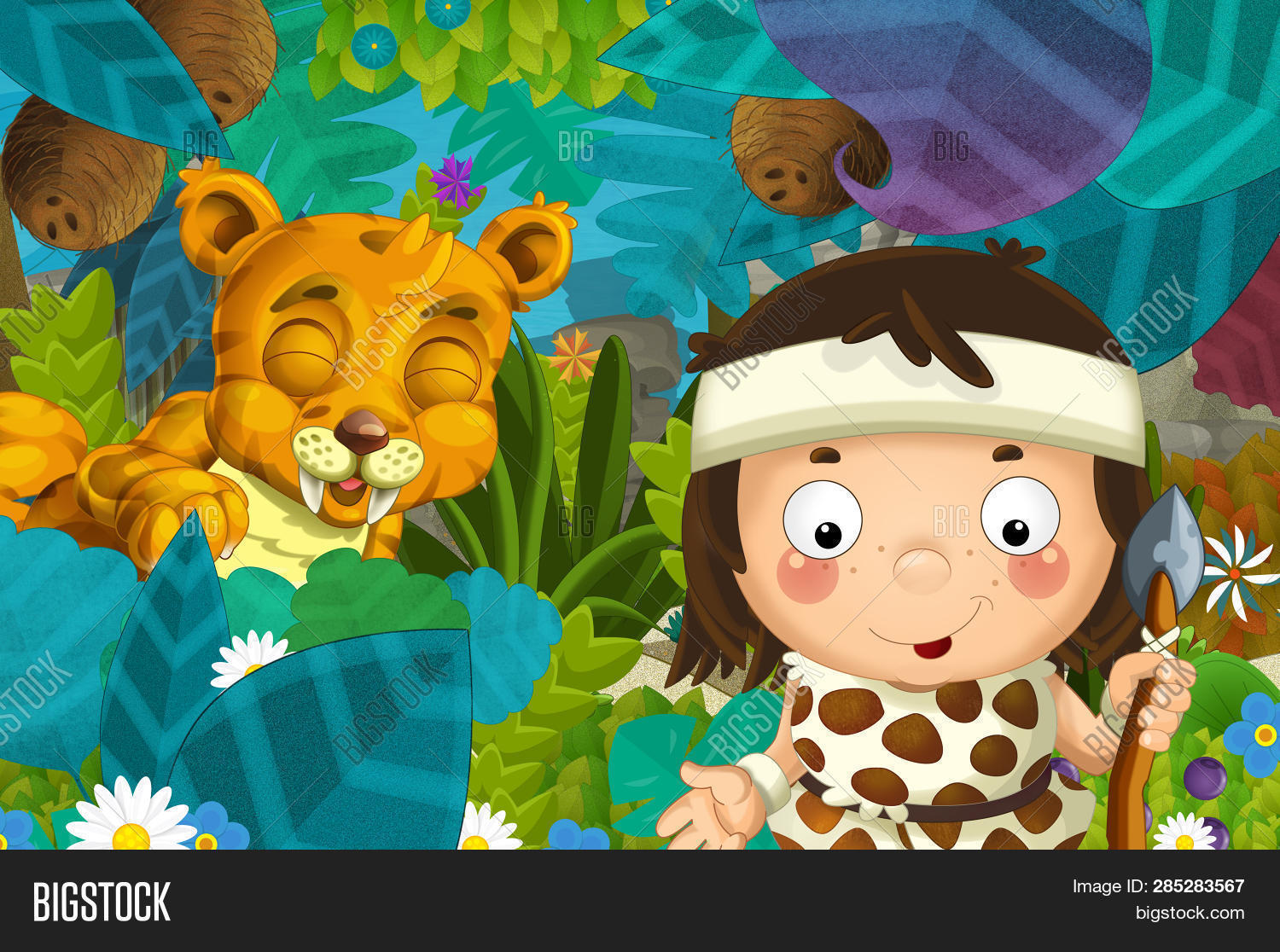 Cartoon Scene Caveman Image & Photo (Free Trial) | Bigstock