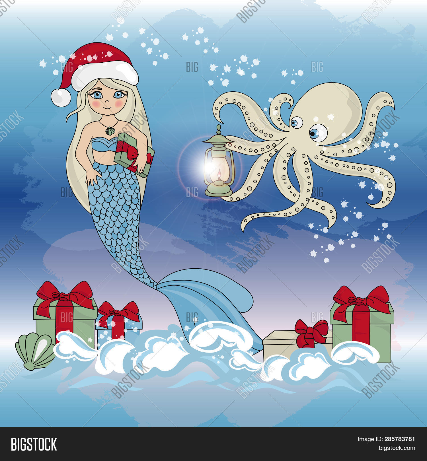 Octopus Mermaid Gift Vector & Photo (Free Trial) | Bigstock
