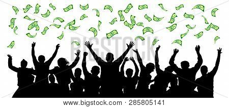 Money Falls On Crowd Vector & Photo (Free Trial) | Bigstock