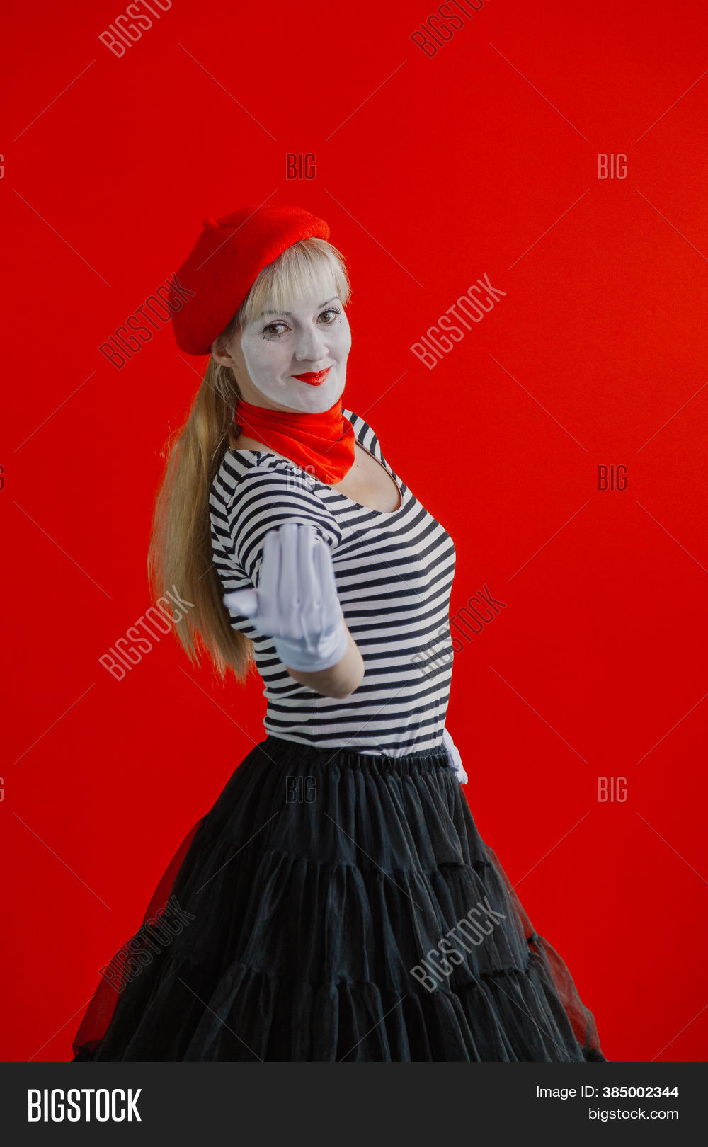 Woman Mime Near Red Image & Photo (Free Trial) | Bigstock