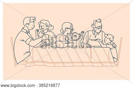 Family Table Portrait Vector & Photo (Free Trial) | Bigstock