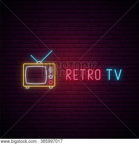 Retro Tv Neon Sign. Vector & Photo (Free Trial) | Bigstock