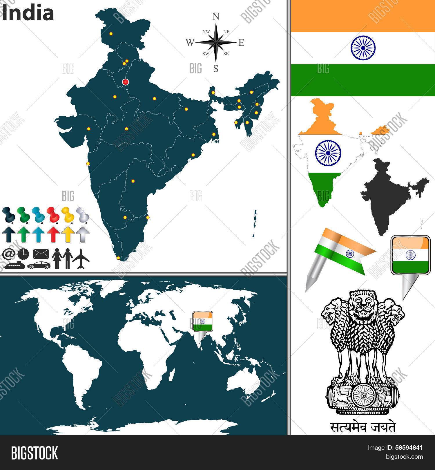 Map India Vector & Photo (Free Trial) | Bigstock
