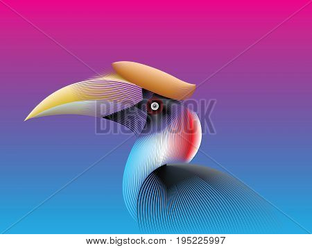 Hornbill Bird Lines Vector & Photo (Free Trial) | Bigstock