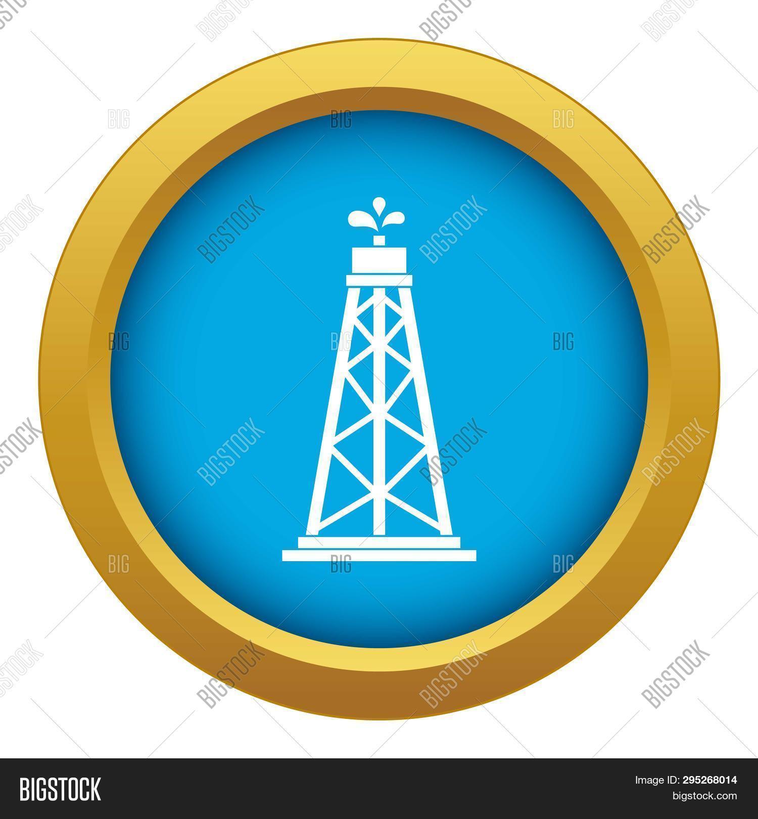 Oil Rig Icon Blue Image & Photo (Free Trial) | Bigstock