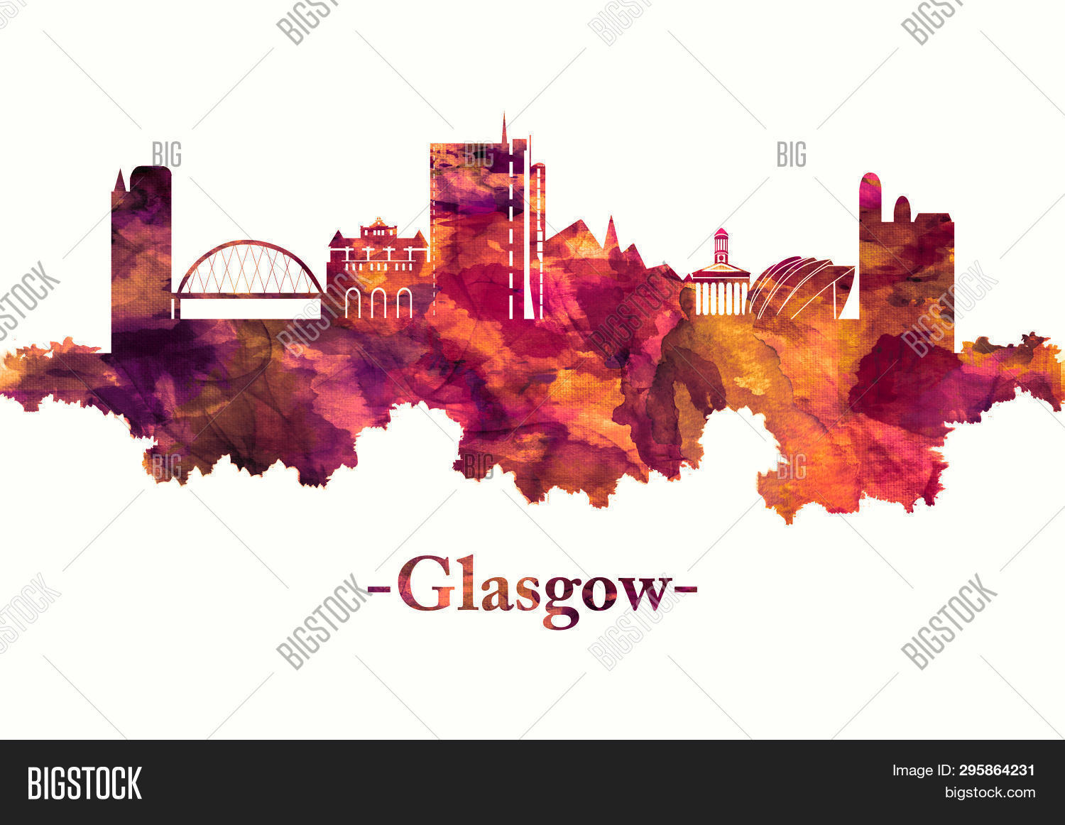 Red Skyline Glasgow, Image & Photo (Free Trial) | Bigstock