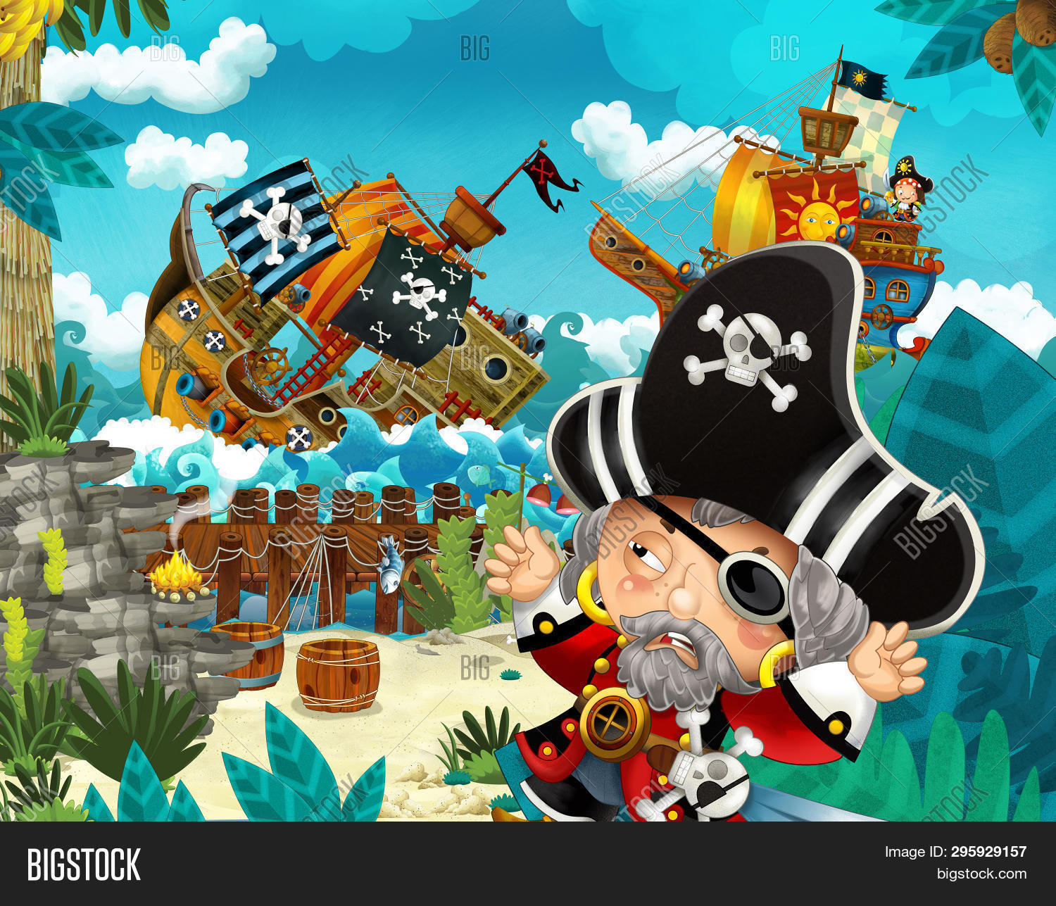 Cartoon Scene Pirates Image & Photo (Free Trial) | Bigstock