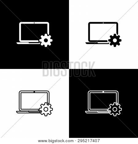 Set Laptop Gear Icons Vector & Photo (Free Trial) | Bigstock