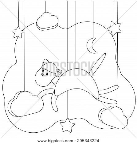 Flying Cat Coloring Vector & Photo (Free Trial) | Bigstock