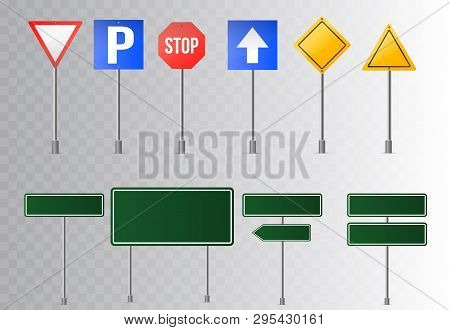 Set Road Signs Green Vector & Photo (Free Trial) | Bigstock