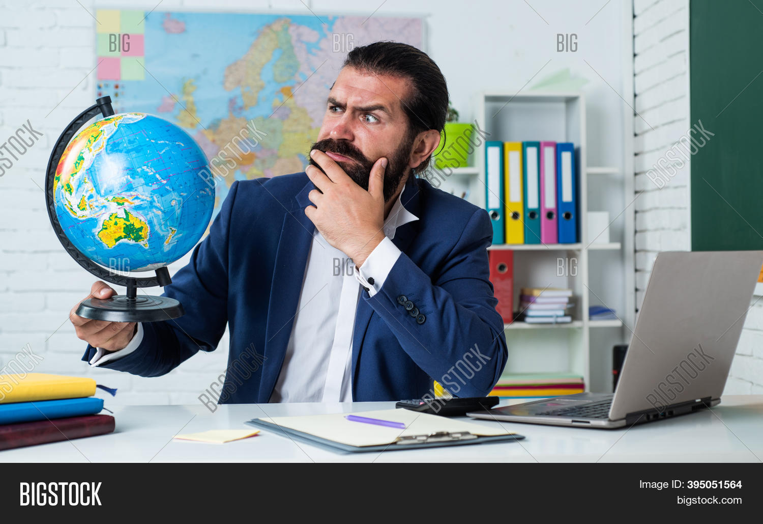 Bearded Man Geographer Image & Photo (Free Trial) | Bigstock