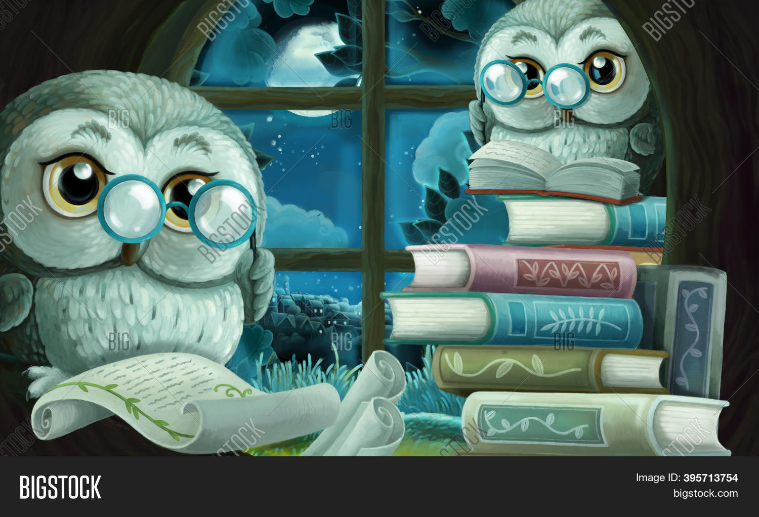 Cartoon Scene Wise Owl Image & Photo (Free Trial) | Bigstock