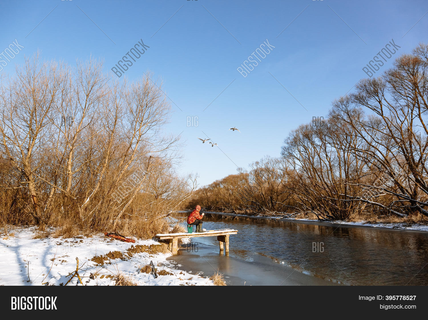 Fisherman Sits On Pier Image & Photo (Free Trial) | Bigstock