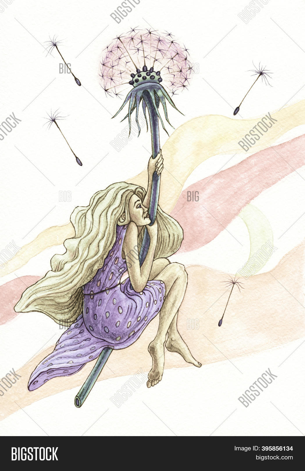 Woman Flying Drawing