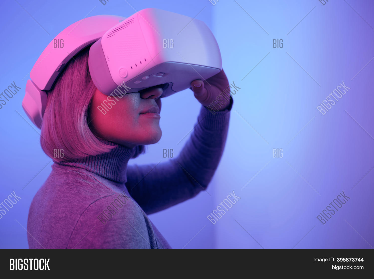 Woman Using Vr Goggles Image & Photo (Free Trial) | Bigstock