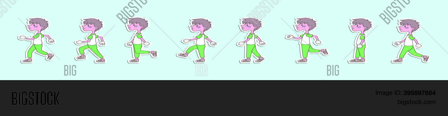 Set Boy Walk Cycle Vector & Photo (Free Trial) | Bigstock