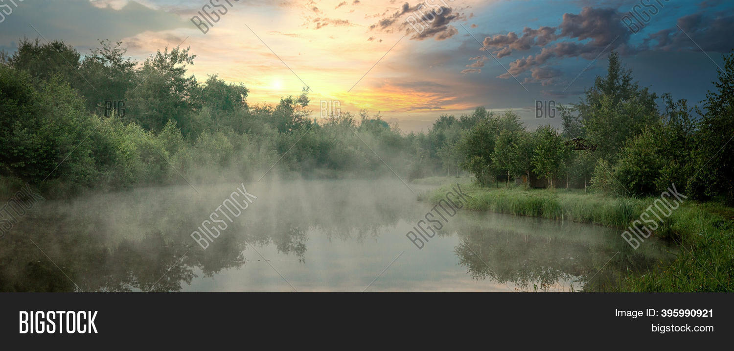 Sunrise Mist Over Lake Image & Photo (Free Trial) | Bigstock
