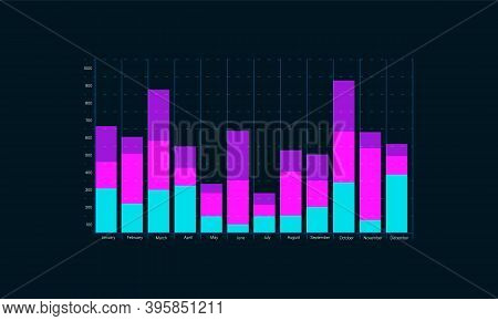 Graphs And Diagrams Set On A Dark Background. Diagrams, Infographics ...