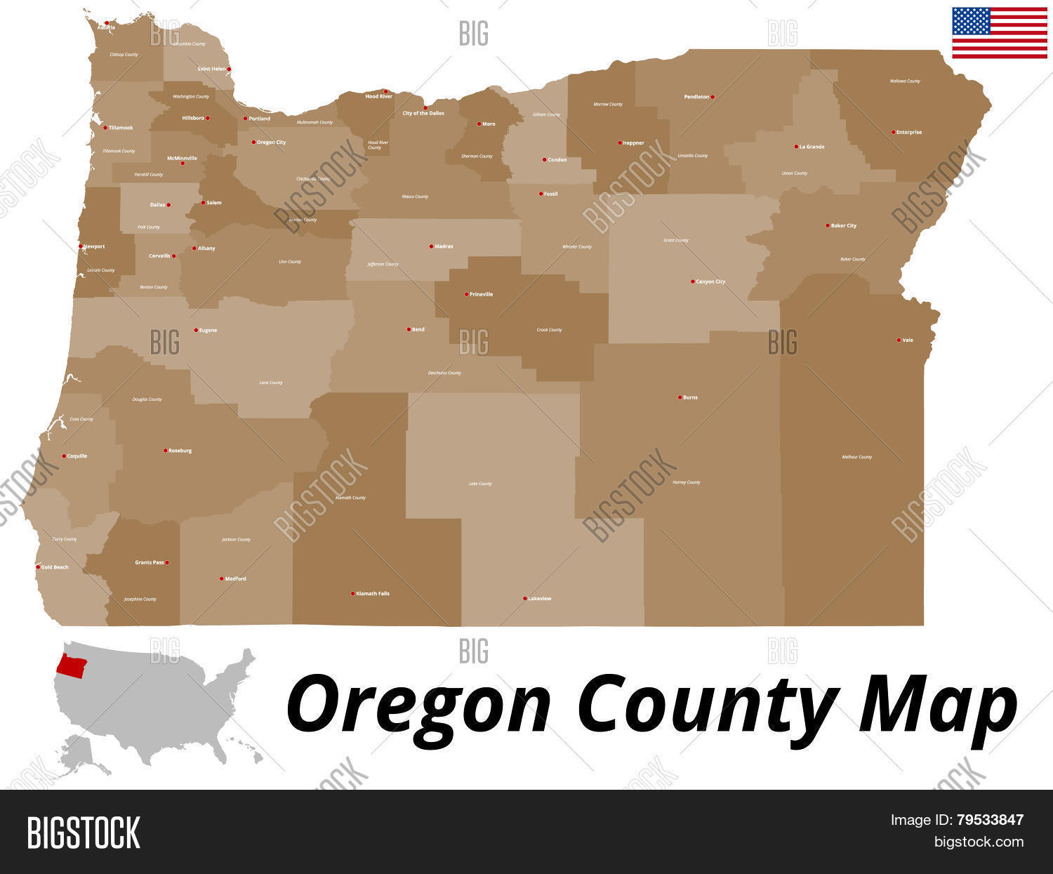 Oregon County Map Vector & Photo (Free Trial) | Bigstock