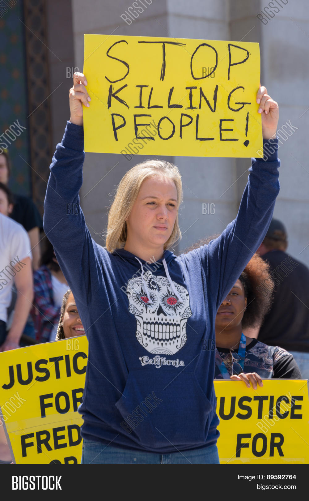 Woman Raising Sign Image & Photo (Free Trial) | Bigstock