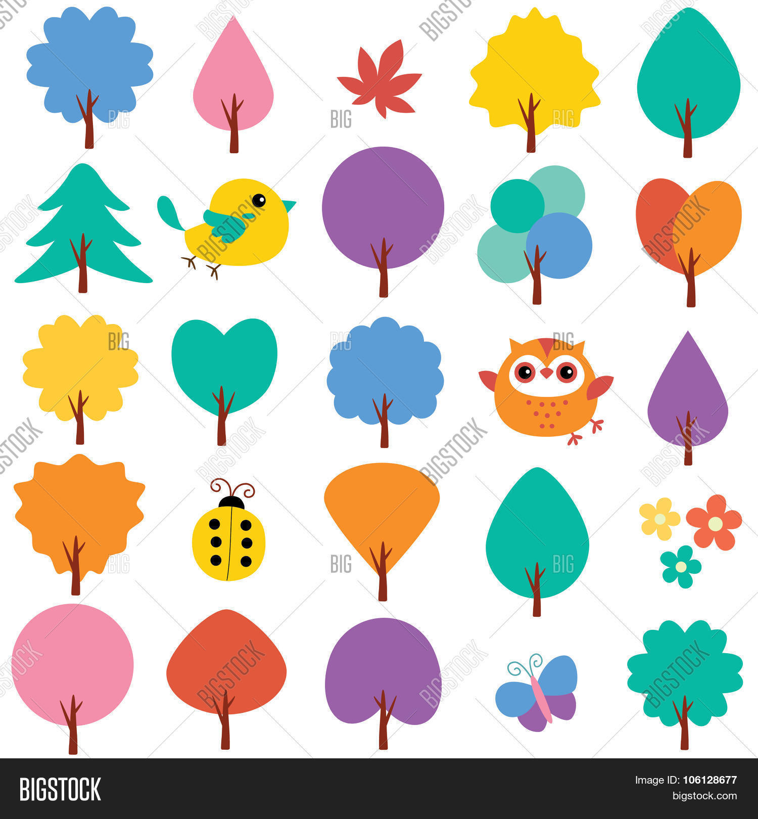 Trees Spring Clip Art Vector & Photo (Free Trial) | Bigstock