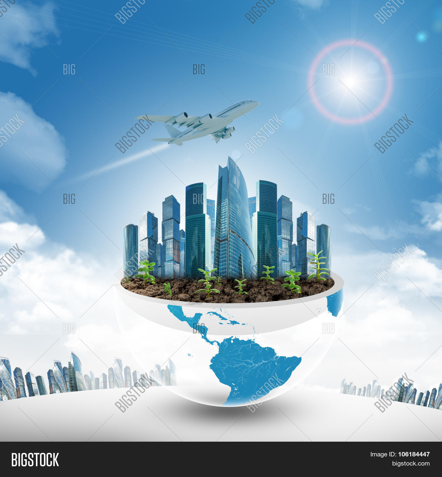 City Half Earth Sun Image & Photo (Free Trial) | Bigstock