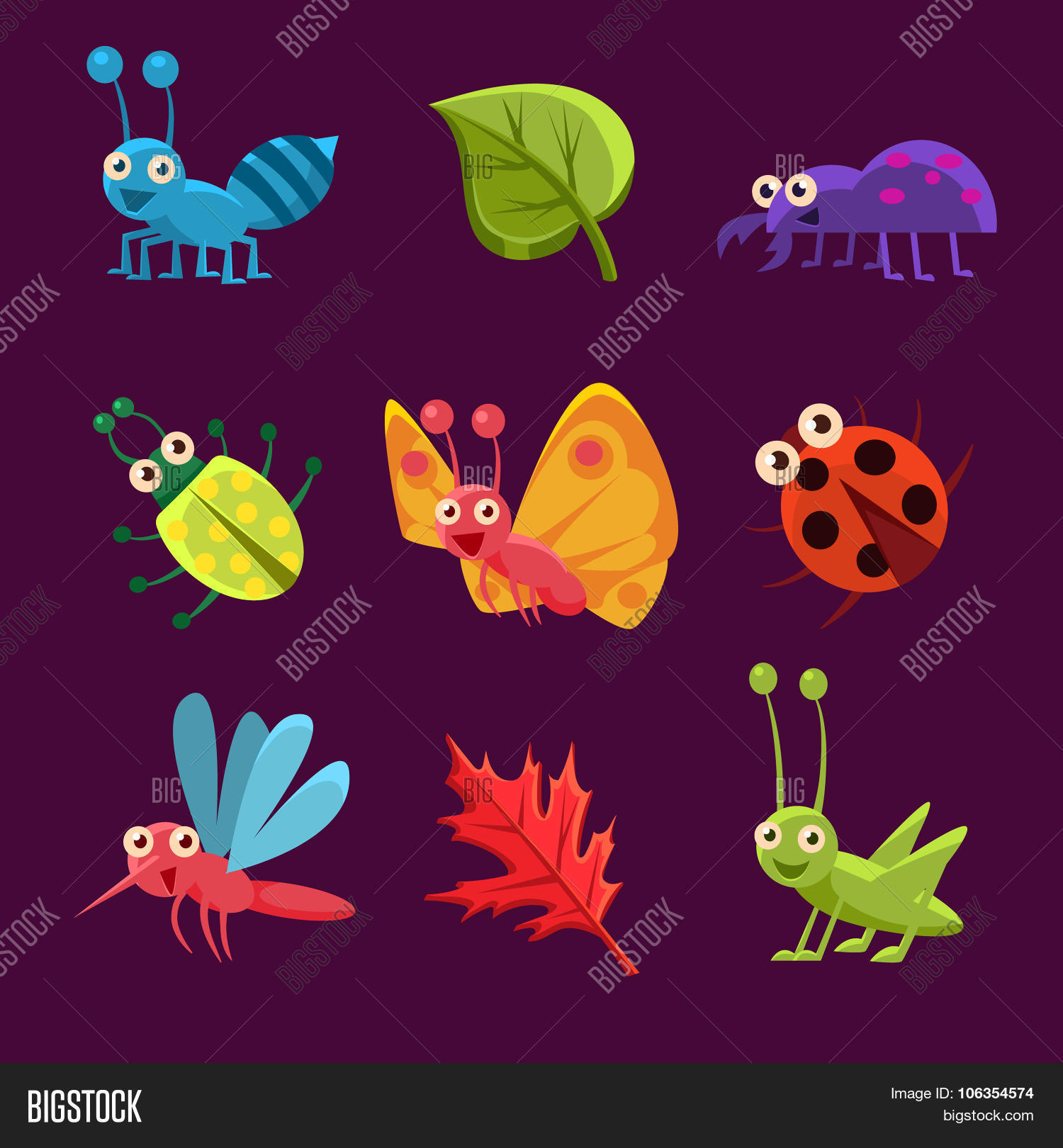 Cute Insects Leaves Vector & Photo (Free Trial) | Bigstock