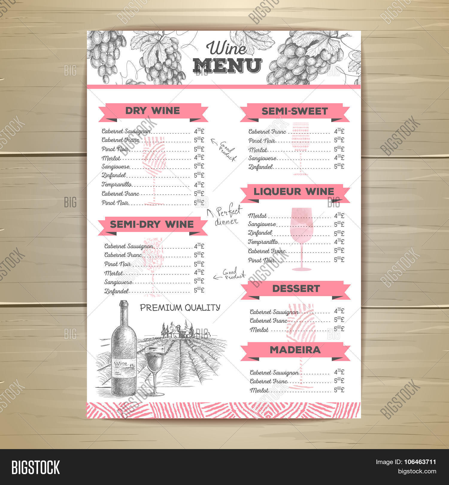 Vintage Wine Menu Vector & Photo (Free Trial) | Bigstock