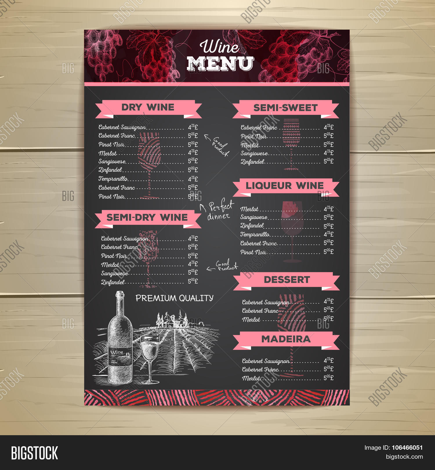 Vintage Wine Menu Vector & Photo (Free Trial) | Bigstock