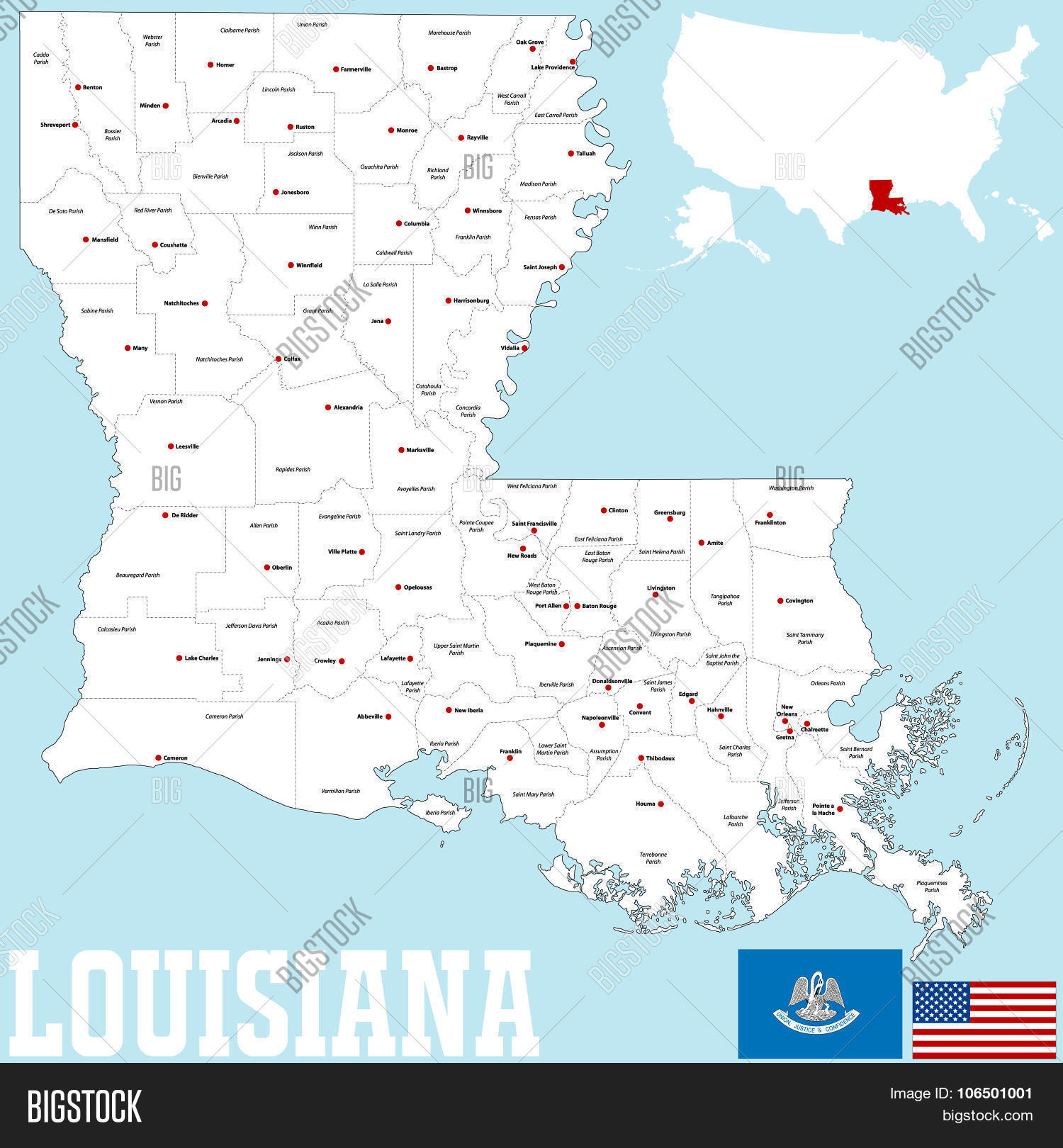 Louisiana County Map Vector & Photo (Free Trial) | Bigstock