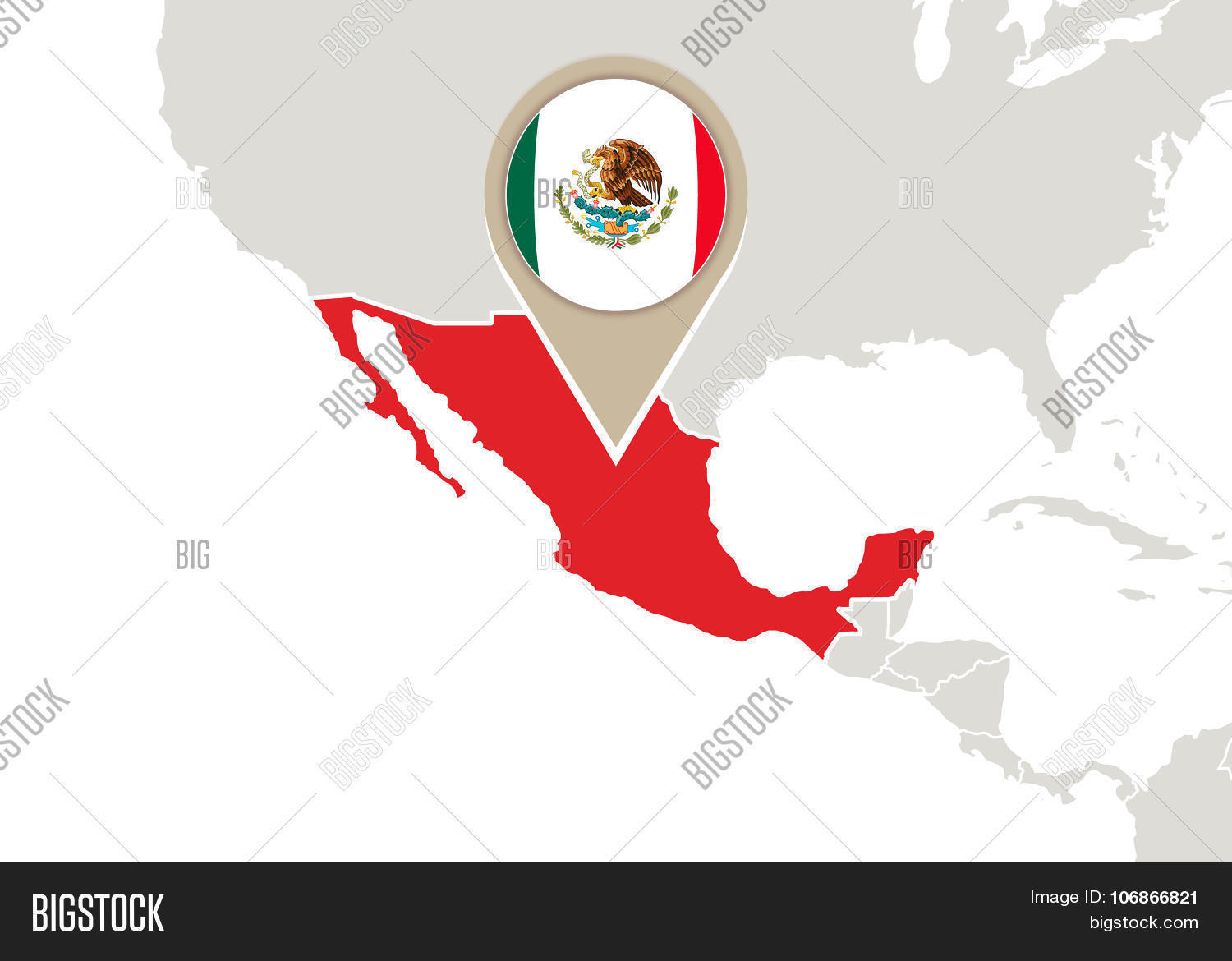 Mexico On World Map Vector & Photo (Free Trial) | Bigstock