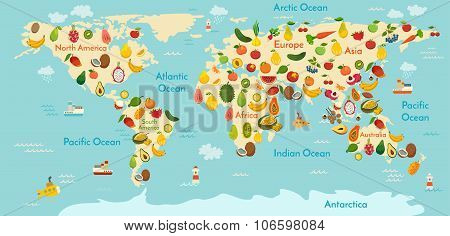 Fruit World Map. Vector & Photo (Free Trial) | Bigstock