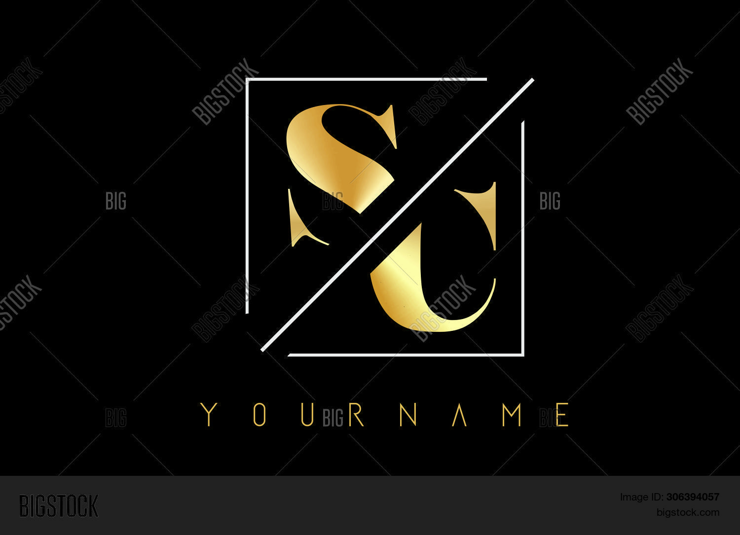 Sc Golden Letter Logo Vector & Photo (Free Trial) | Bigstock