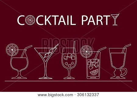 Set Cocktails Line Vector & Photo (Free Trial) | Bigstock