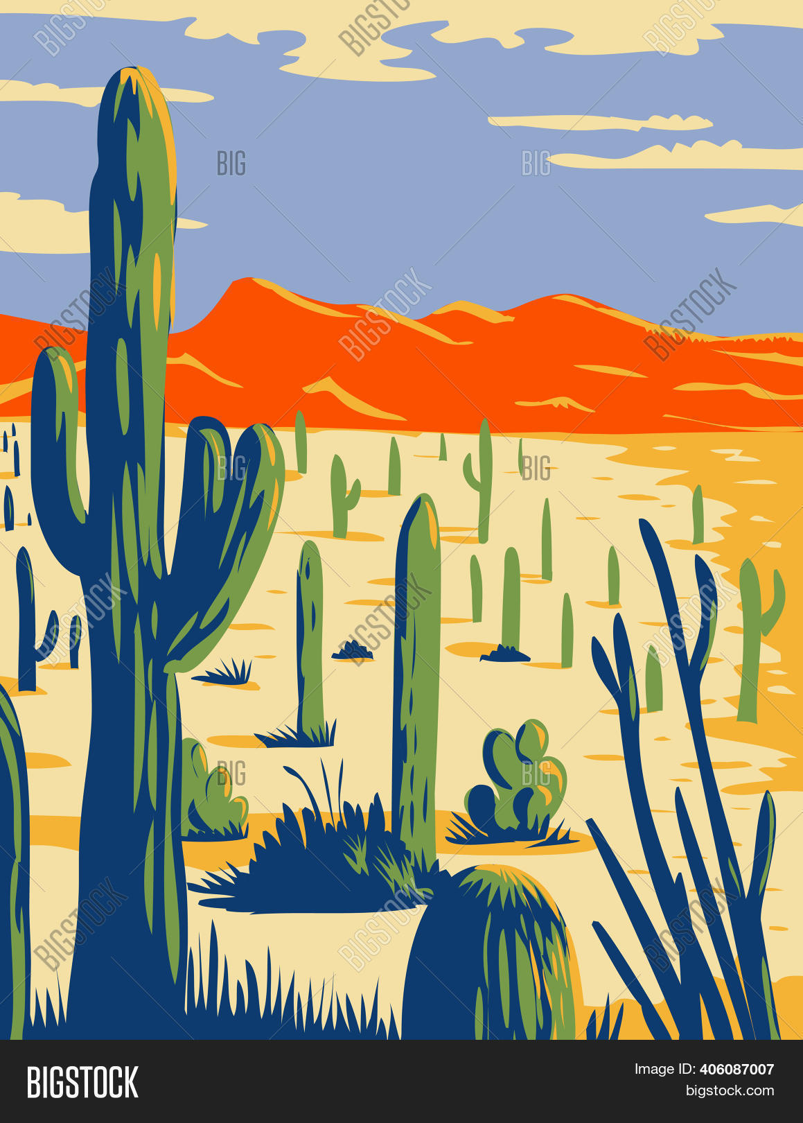 Wpa Poster Art Saguaro Image & Photo (Free Trial) | Bigstock