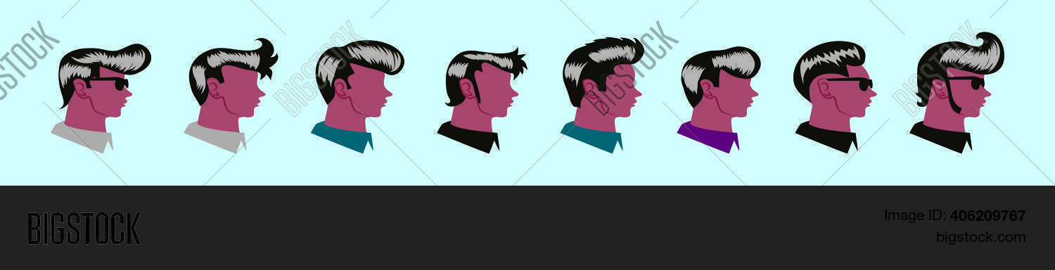 Set Greaser Cartoon Vector & Photo (Free Trial) | Bigstock