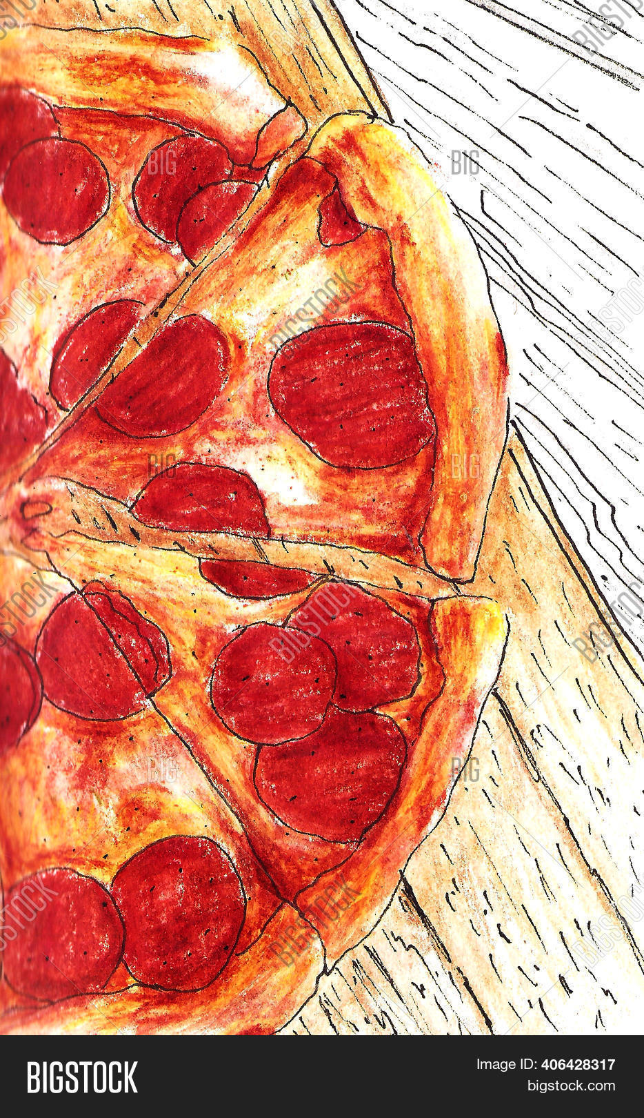 Pepperoni Pizza Illustration