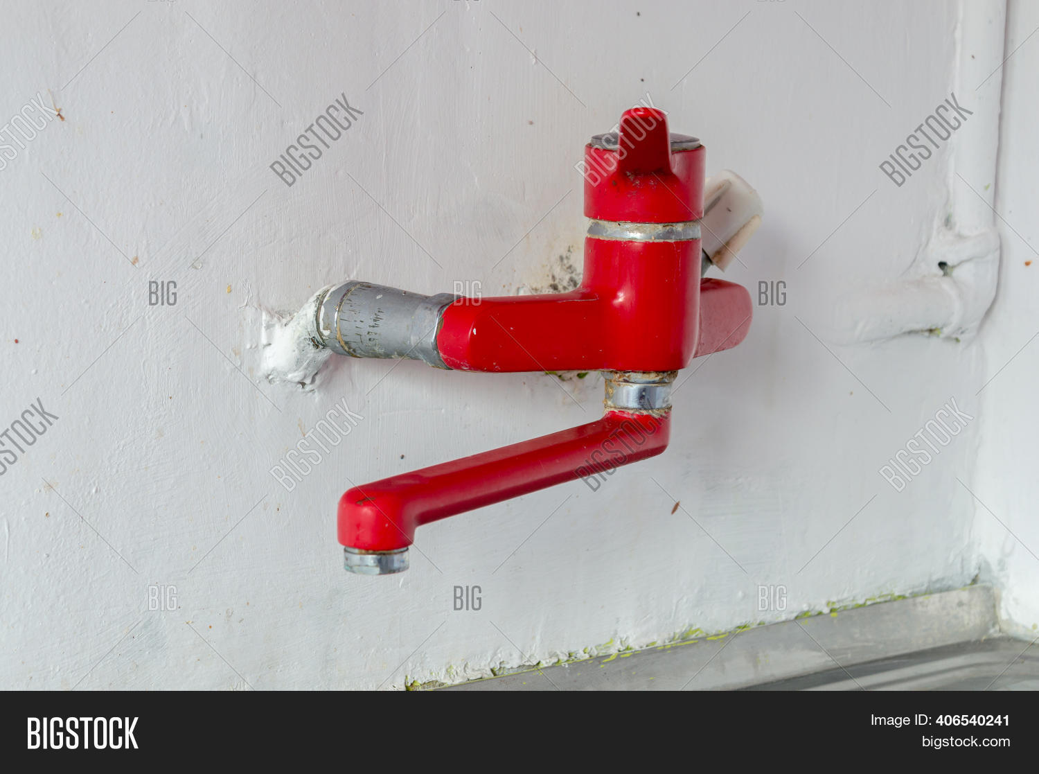 Red Faucet On Wall Image & Photo (Free Trial) | Bigstock