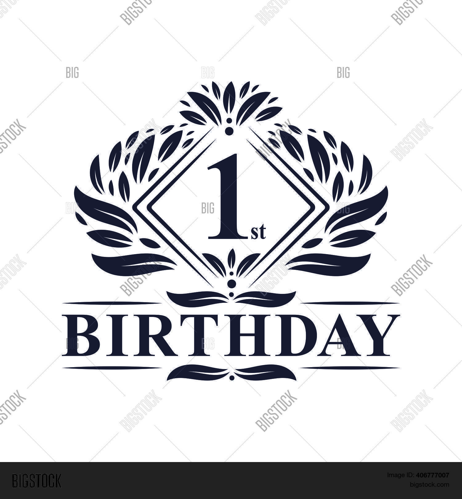 1 Year Birthday Logo Vector & Photo (Free Trial) | Bigstock