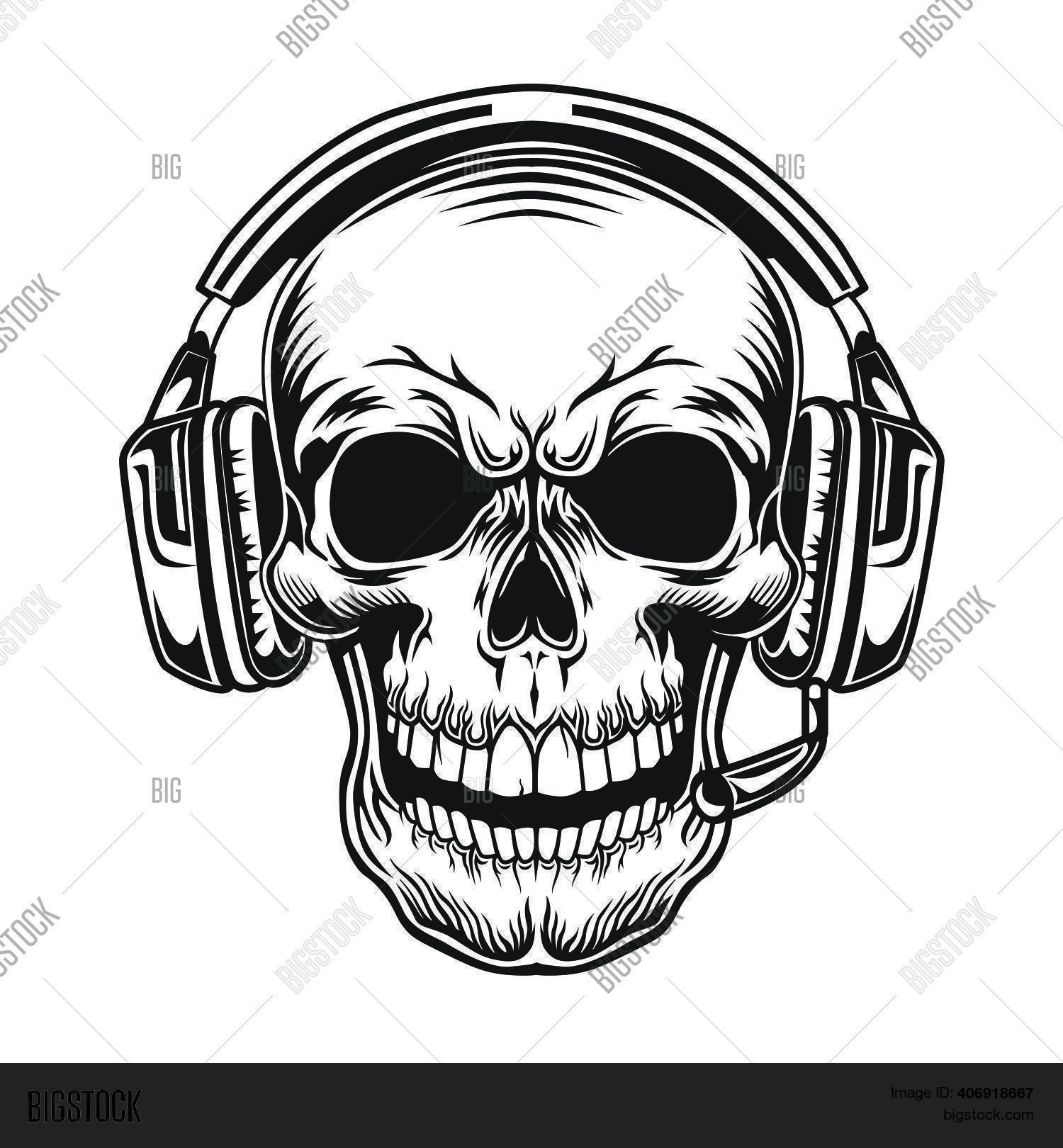 Skull Headset Vector Vector & Photo (Free Trial) | Bigstock