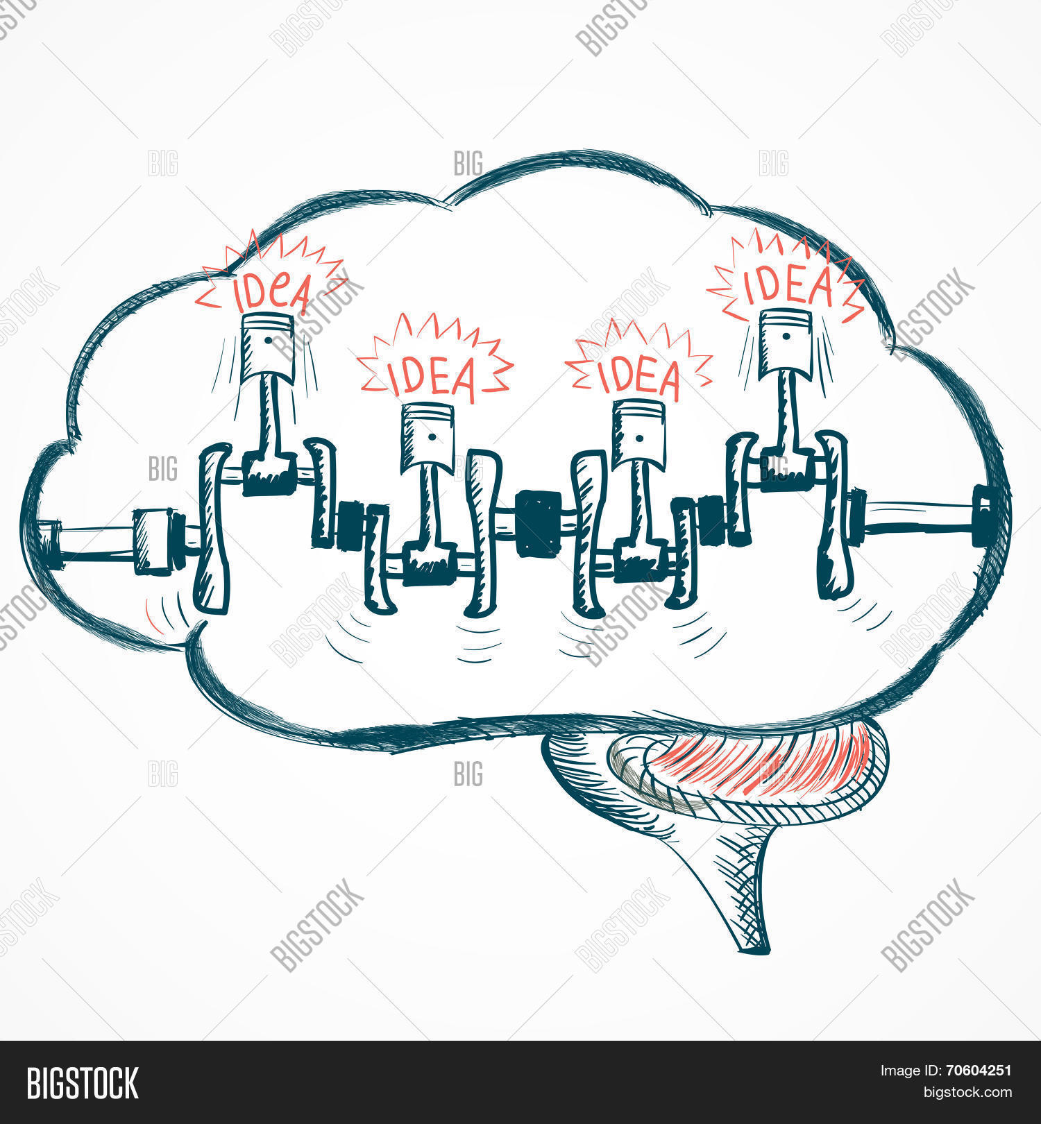 Sketch Brain Engine Vector & Photo (Free Trial) | Bigstock