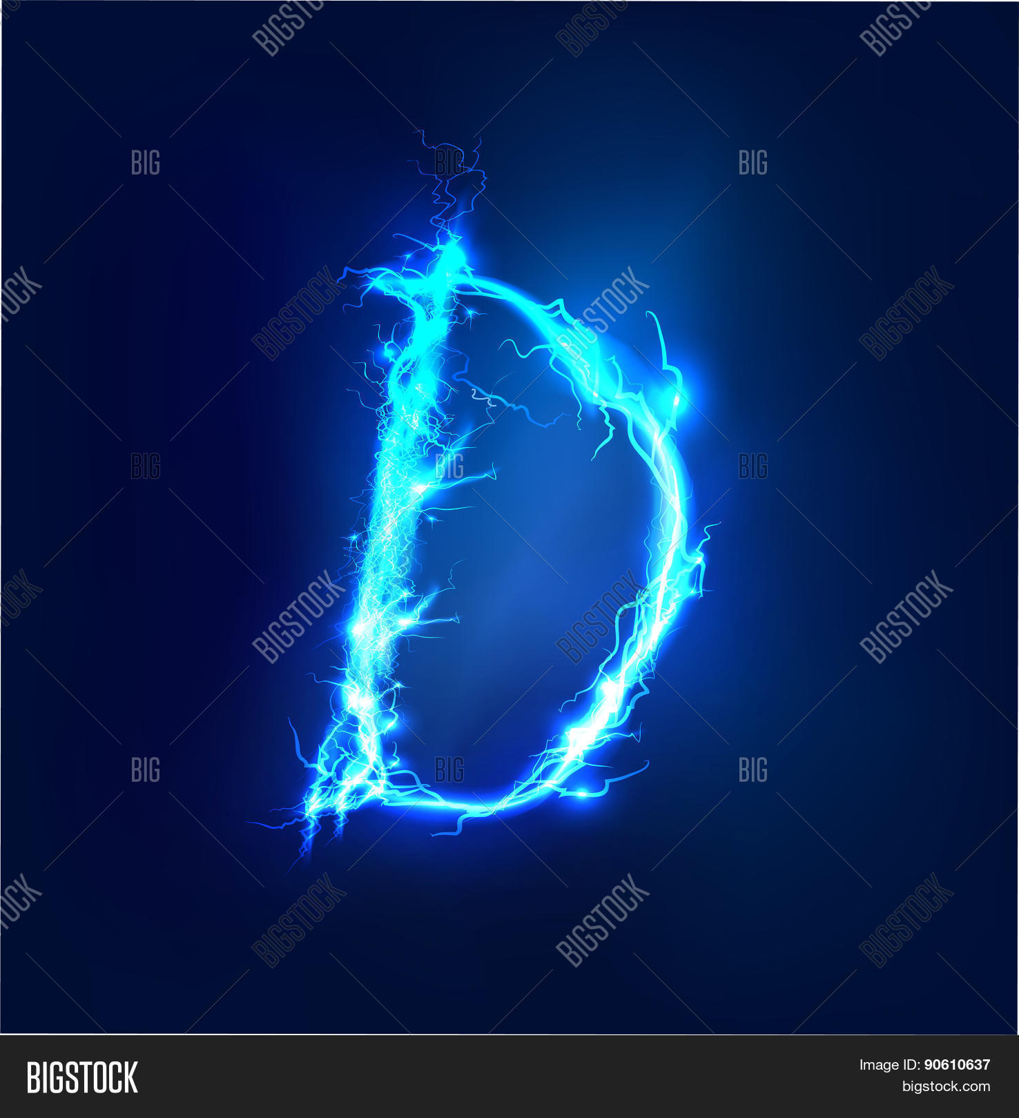Letter D In Blue Fire