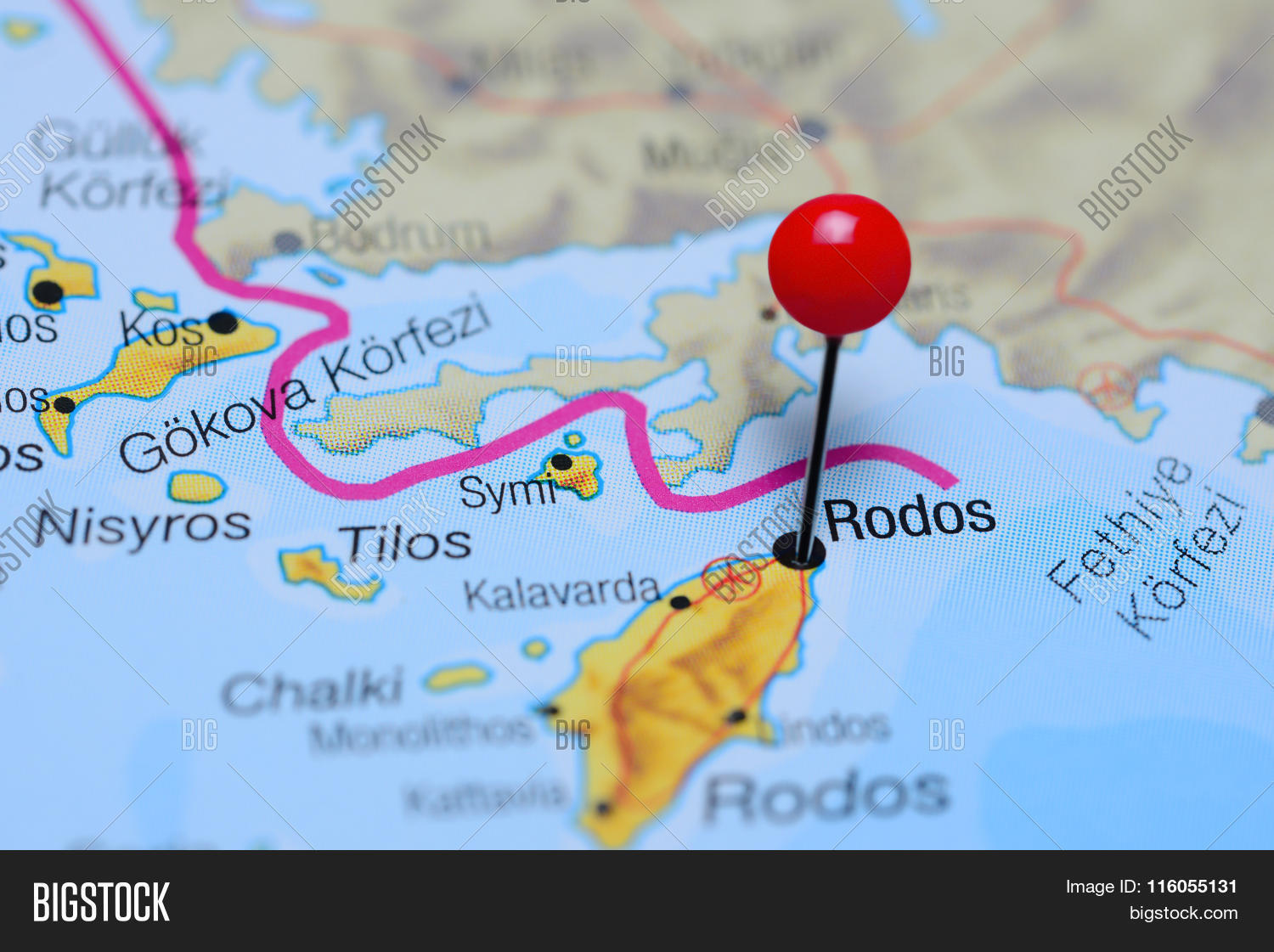 Rodos Pinned On Map Image & Photo (Free Trial) | Bigstock